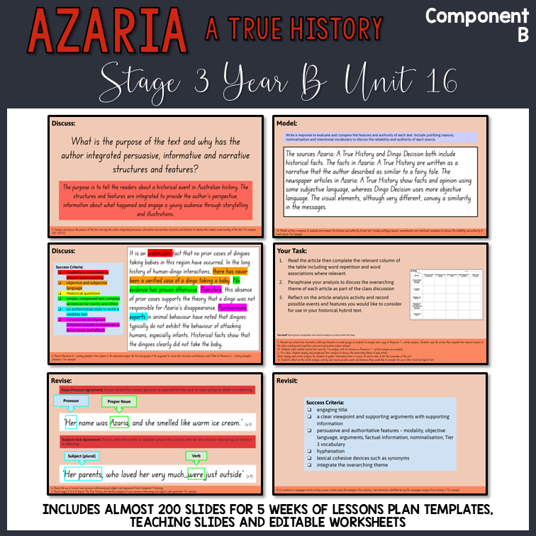 Stage 3 | Unit 16 'Azaria: A True History' | Component B – Classroom ...