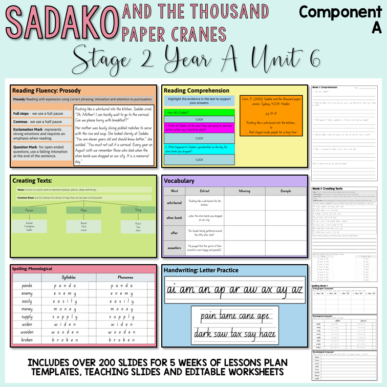 Stage 2 | Unit 6 - 'Sadako & The Thousand Paper Cranes' | BUNDLE ...