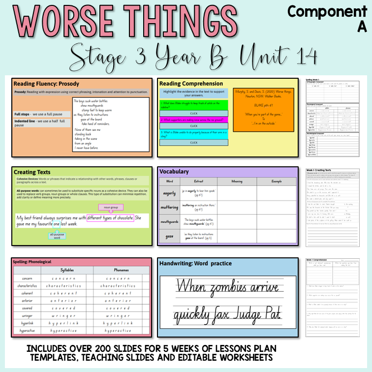 Stage 3 | Unit 14 - 'Worse Things' | BUNDLE – Classroom Ready Resources