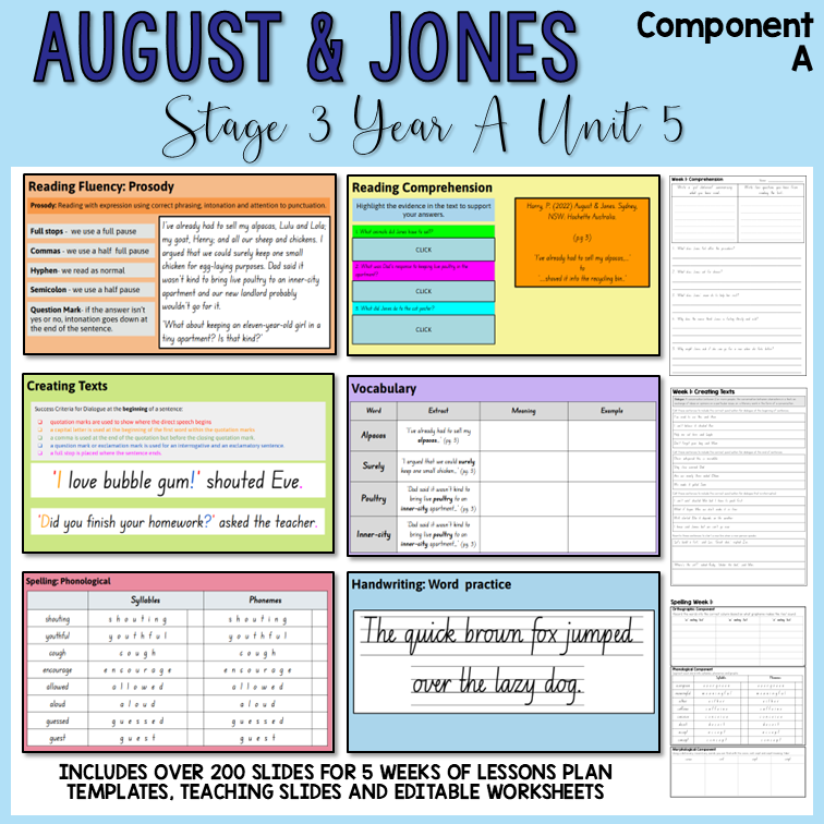 Stage 3 | Unit 5 'August & Jones' 1 | BUNDLE – Classroom Ready Resources
