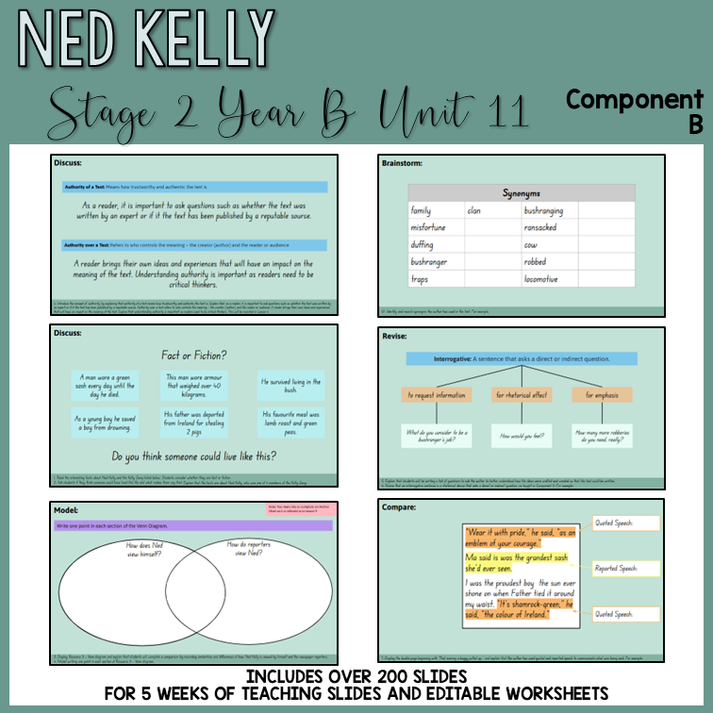 Stage 2 | Unit 11 - 'Ned Kelly' | Component B – Classroom Ready Resources