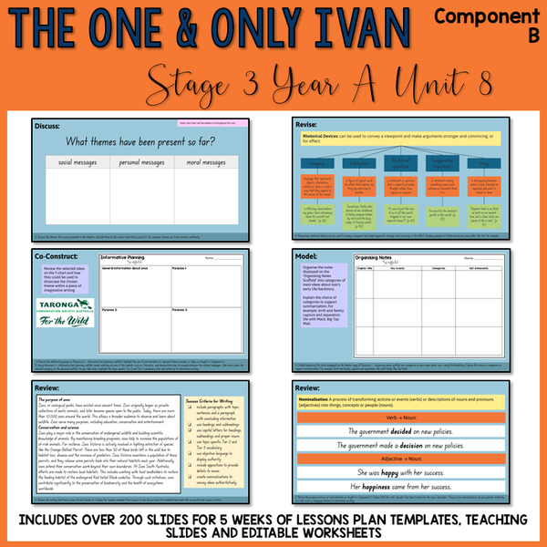 Stage 3 | Unit 8 'The One and Only Ivan' | Component B – Classroom ...