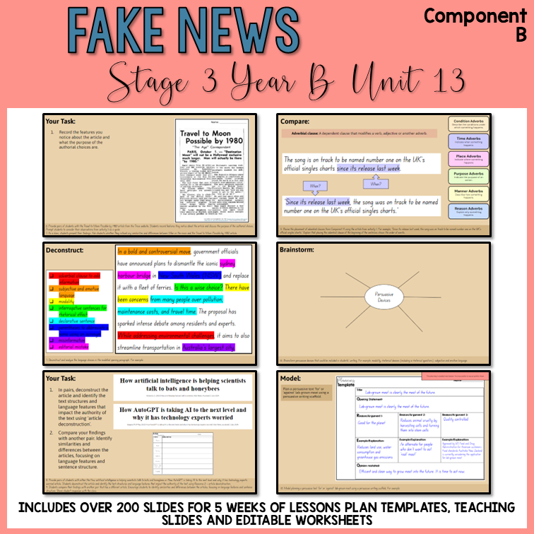 Stage 3 | Unit 13 'Fake News' | Component B – Classroom Ready Resources